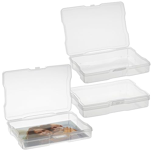 Bright Creations 24 Photo Storage Boxes for 4x6 Pictures - Photo Organizer Containers with 40 Blank Labels - Clear, 64 Total Pieces - Picture Storage Containers