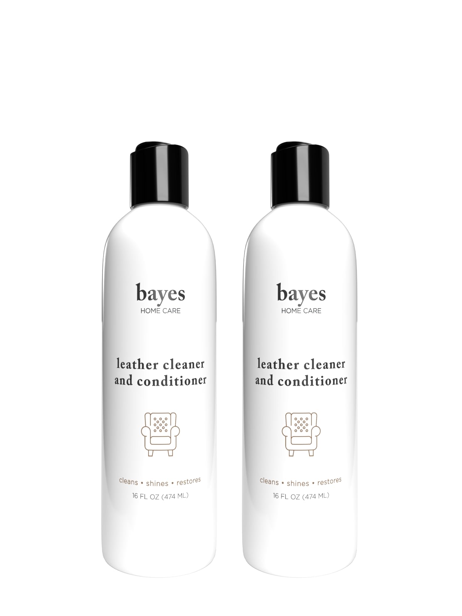 Bayes Premium High Performance Leather Upholstery Cleaner and Conditioner - 16 oz - Prevents Drying, Cracking or Fading of Leather Couches, Car Seats, Shoes, Purses, Pack of 2