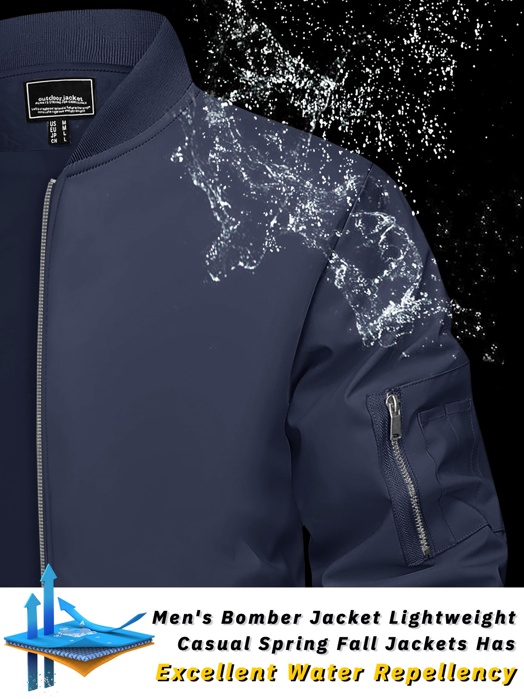 TACVASEN Jackets for Men Light Bomber Jacket for Men Jacket Men Fashion Varsity Jackets Men Windproof Jacket Men Lightweight Jackets Men Spring Jacket