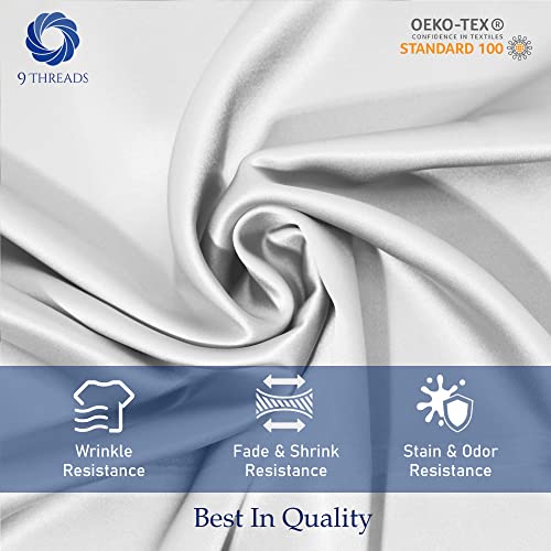9Threads 400 Thread Count 100% Cotton Sateen Bed Sheets Deep Pocket, Cotton Bedsheets Crisp Cool and Strong Bed Linen (White, Queen)