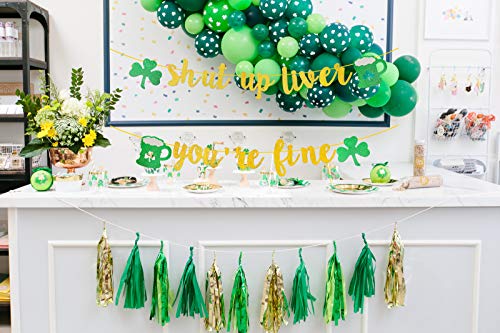 Weimaro Shut Up Liver You Are Fine Banner, Glittery St. Patrick’ s Day Decorations, Funny Drinking Indoor Home St Patricks Day Party Decorations, Irish Lucky St Patty’ s Day Decorations Supplies Decor