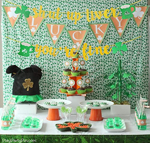 Weimaro Shut Up Liver You Are Fine Banner, Glittery St. Patrick’ s Day Decorations, Funny Drinking Indoor Home St Patricks Day Party Decorations, Irish Lucky St Patty’ s Day Decorations Supplies Decor