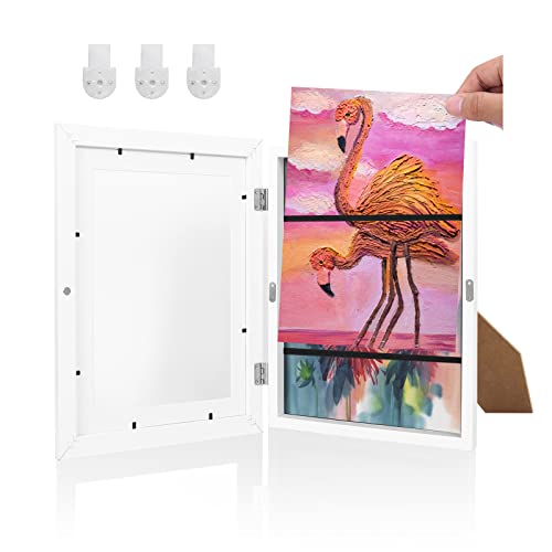 Fosdonge Hold 150 Pcs 8.5x11 Kids Artwork Frames Changeable Placing or Hanging, Front-Opening Kids Art Frame, Childrens Art Project Frames for 3D Picture, Crafts, Hanging Art (white)