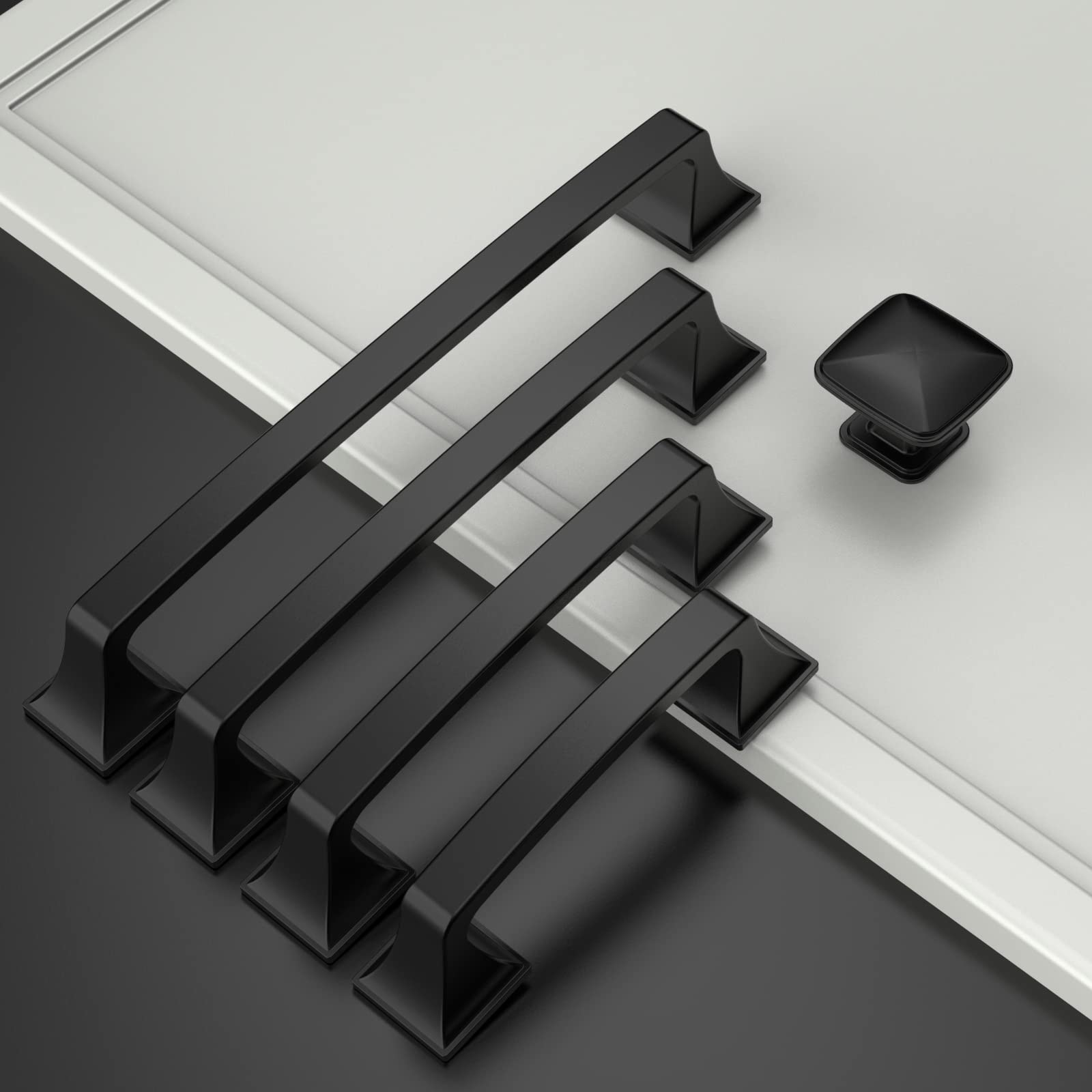 Amerdeco 10 Pack Matte Black 3 Inch(76mm) Hole Centers Kitchen Cabinet Pulls Cabinet Hardware Kitchen Handles for Cabinets Cupboard Handles Drawer Pulls AM0002