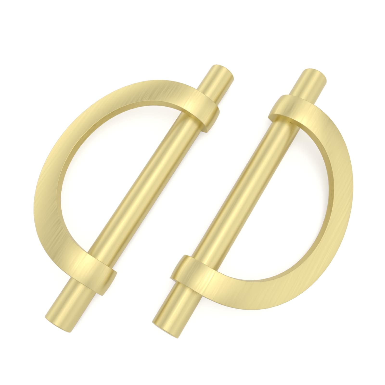 homdiy 2 Pack Brushed Gold Cabinet Pulls 3.75" Drawer Half Moon Handles for Dresser Kitchen Hardware, 3-3/4 inch(96mm) Hole Centers