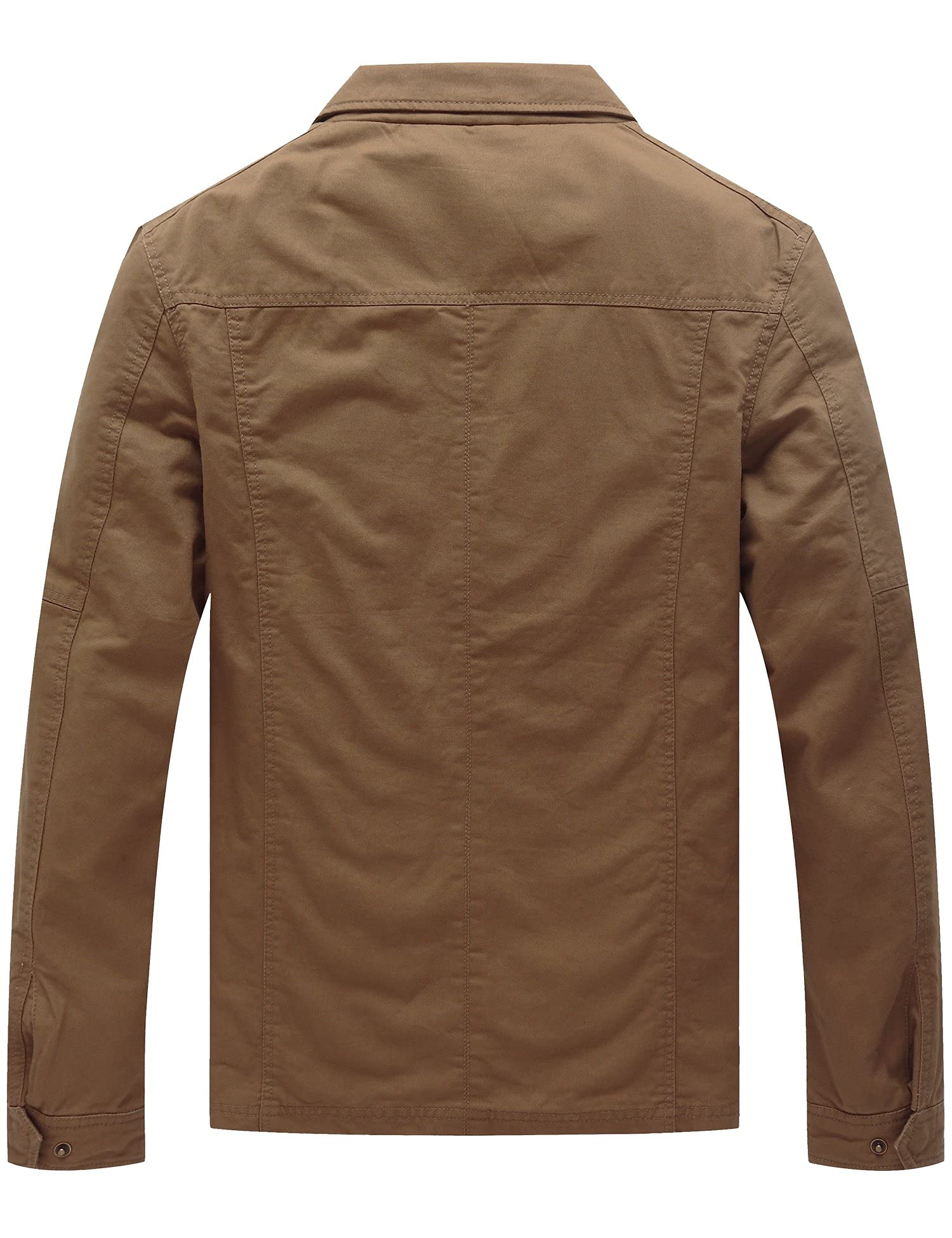 WenVen Men's Flat Collar Casual Cotton Outfit Jacket (Khaki, M)