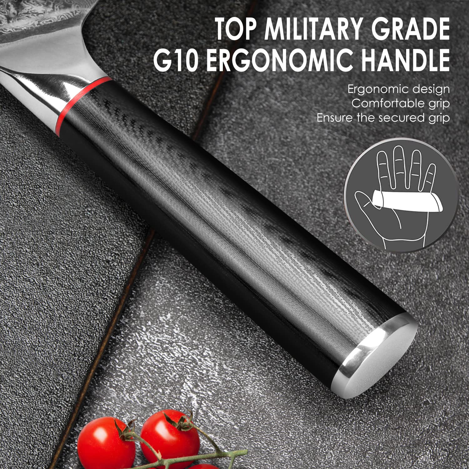 Chef Knife 8 Inch Damascus Kitchen Knife, Professional Japanese VG10 Damascus Steel Cooking Knife, Ergonomic Wood Knife Handle, Super Sharp Chef's Knives with Gift Box