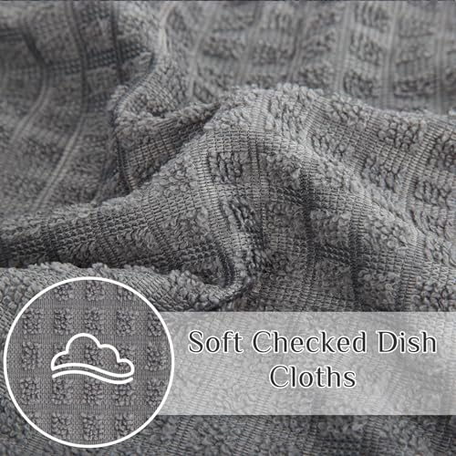 Airensky Kitchen Essentials Dish Towels 6 Piece Value Pack - Reusable Cleaning Cloths, Soft, Ultra-Absorbent, Nonstick Oil & Quick Drying - 12x12 Inches (3 Dark Gray, 3 Light Gray)