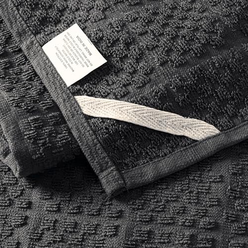 RIANGI Set of 6 Kitchen Towels, 16x26 Inches - Grey Dish Towels for Tea, Drying Dishes, Cotton Cloth Hand Towels for Bar - Gray Dish Towels for Kitchen