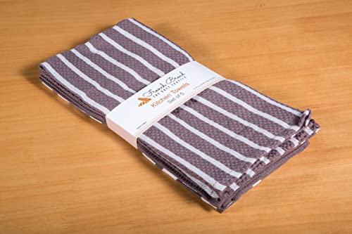 FRENCH BREAD Premium Kitchen Towels Set With Hang Loop - Pack of 5 Cotton Dish Towels for Drying Dishes, 18βx 26β, Absorbent Tea Towels, Dish Towels for Kitchen, Quick Drying Kitchen Towel Set - Gray