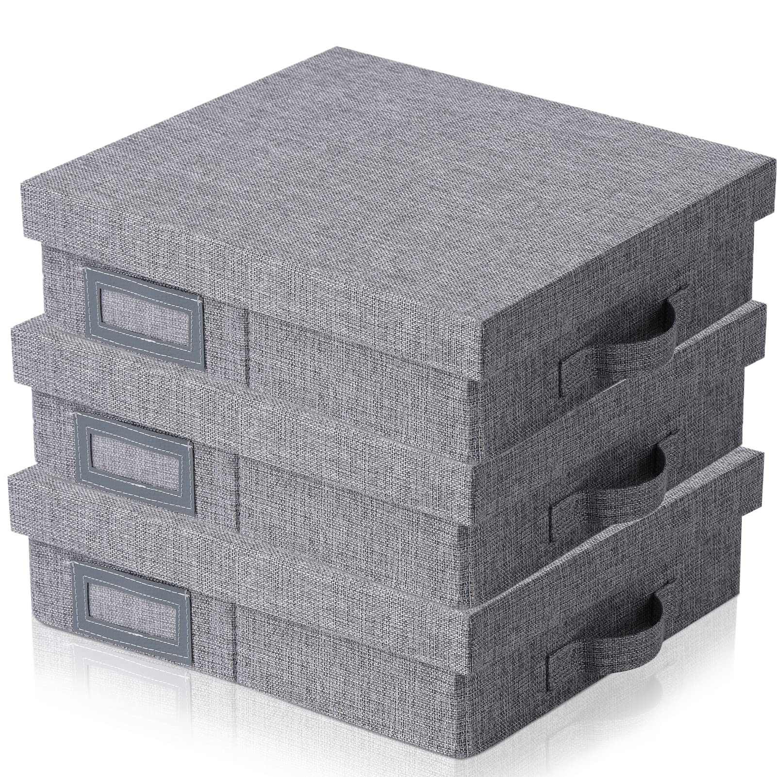 Comche Linen Scrapbook Storage Box Photo Storage Boxes,14.6 '' x 13 '' x 4 '',Gray,Document Letter Box, Photo Box for Storage (3)