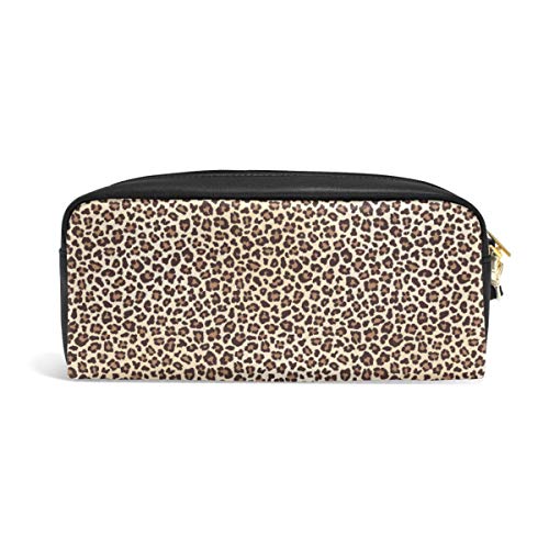 ALAZA Cute Pencil Case Leopard Print Animal Gemoetric Pen Cases Organizer PU Leather Comestic Makeup Bag Make up Pouch, Back to School Gifts