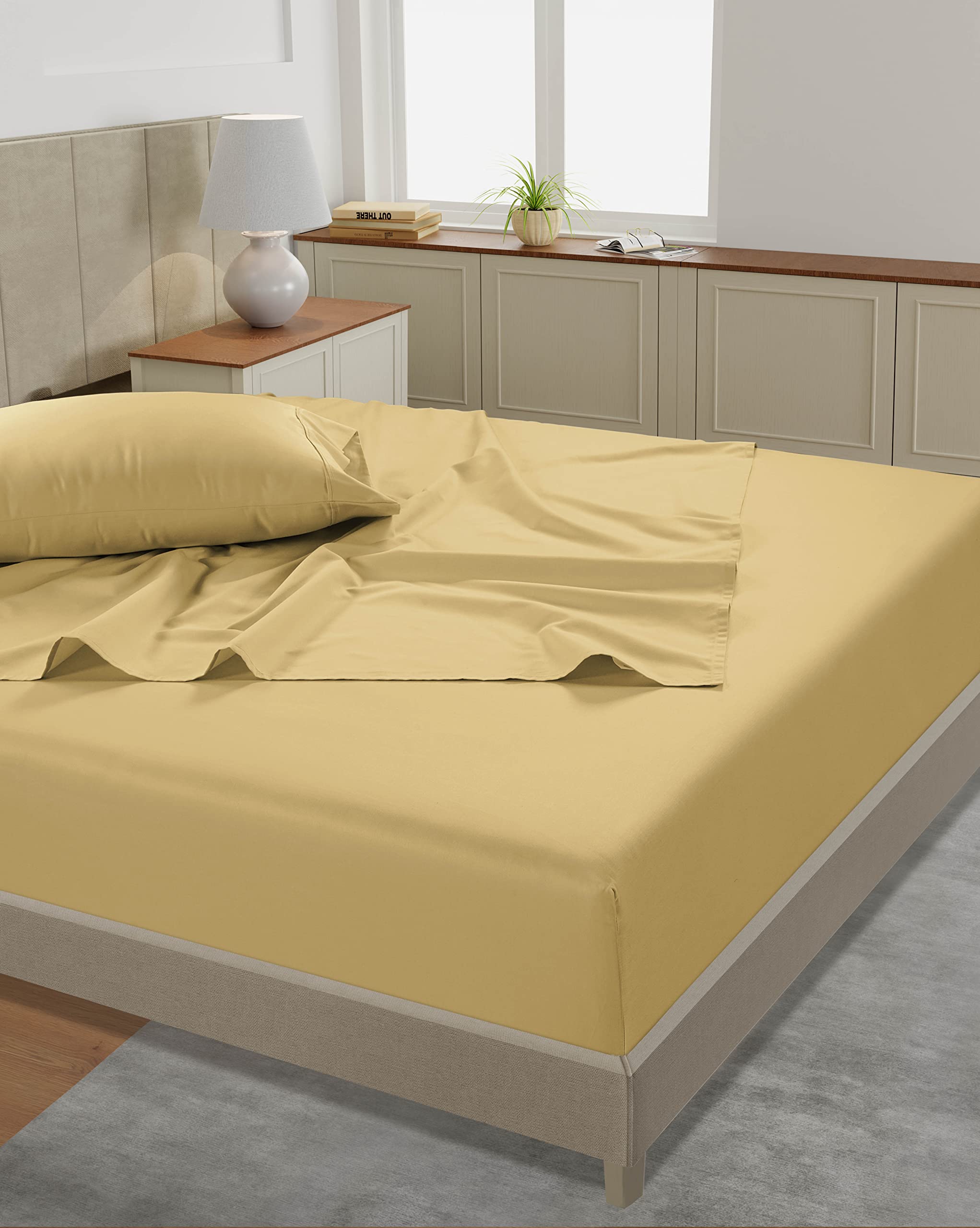 LANE LINEN Queen Sheet Set Deep Pocket – 450 Thread Count 100% Cotton Sheet Sets, Soft & Cooling Sateen Weave, Deep Pocket Fits 15” Mattress, Luxury Queen Size Sheets for Home & Hotel, Cocoon
