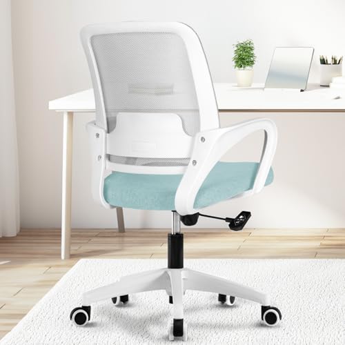 NEO CHAIR Office Chair Ergonomic Desk Chair Mesh Computer Chair Lumbar Support Modern Executive Adjustable Rolling Swivel Chair Comfortable Mid Black Task Home Office Chair (Pastel Mint)