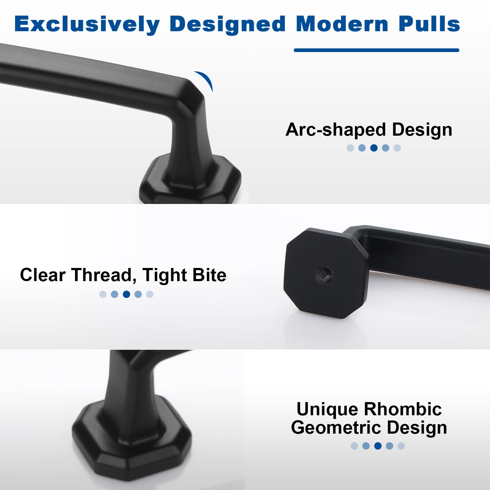 Estmoon 10 Pack Cabinet Handles Black, 5 Inch(128mm) Hole Centers Solid Cabinet Pulls Matte Black Unique Arch Drawer Pulls Cabinet Hardware, Kitchen Cabinet Handles for Cabinets Drawers Cupboards