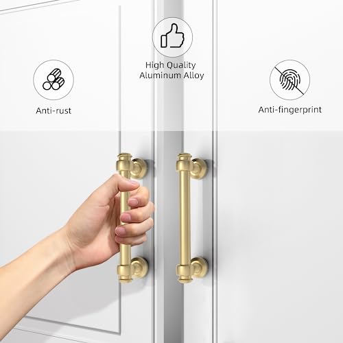 Chibery 20 Pack Pale Gold Cabinet Hardware Pulls, 4 inches (102 mm) Hole Centers, Alloy Zinc, Easy to Clean, Cabinet Handle for Kitchen Cabinets Cupboard Drawers Closet Dressers Bathroom