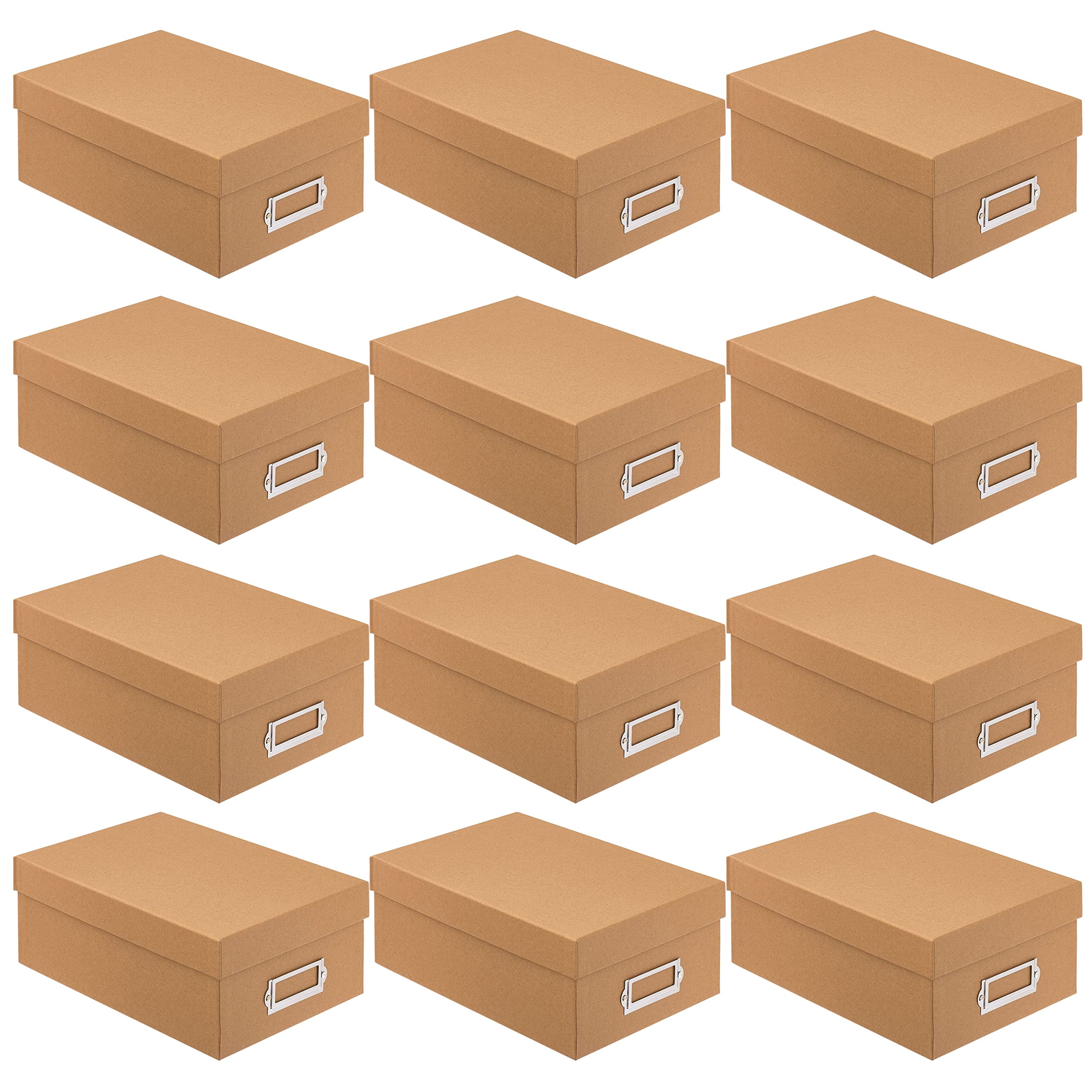 Kraft Memory Box by Simply Tidy - Store and Organize Photos, Keepsakes, DVD and CDs, Acid Free - Bulk 12 Pack