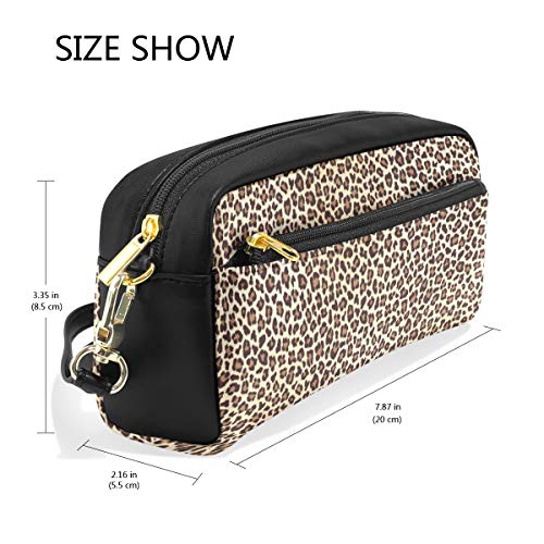ALAZA Cute Pencil Case Leopard Print Animal Gemoetric Pen Cases Organizer PU Leather Comestic Makeup Bag Make up Pouch, Back to School Gifts