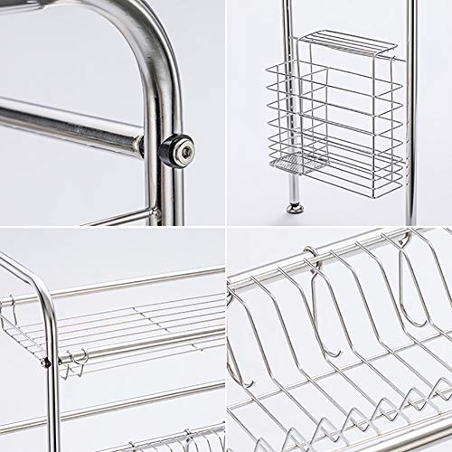 Stainless Steel Dish Rack in Sink,Large Dish Drying Rack Kitchen Aid Space Saver Organizer Storage Shelf Basket Hooks A 28inch