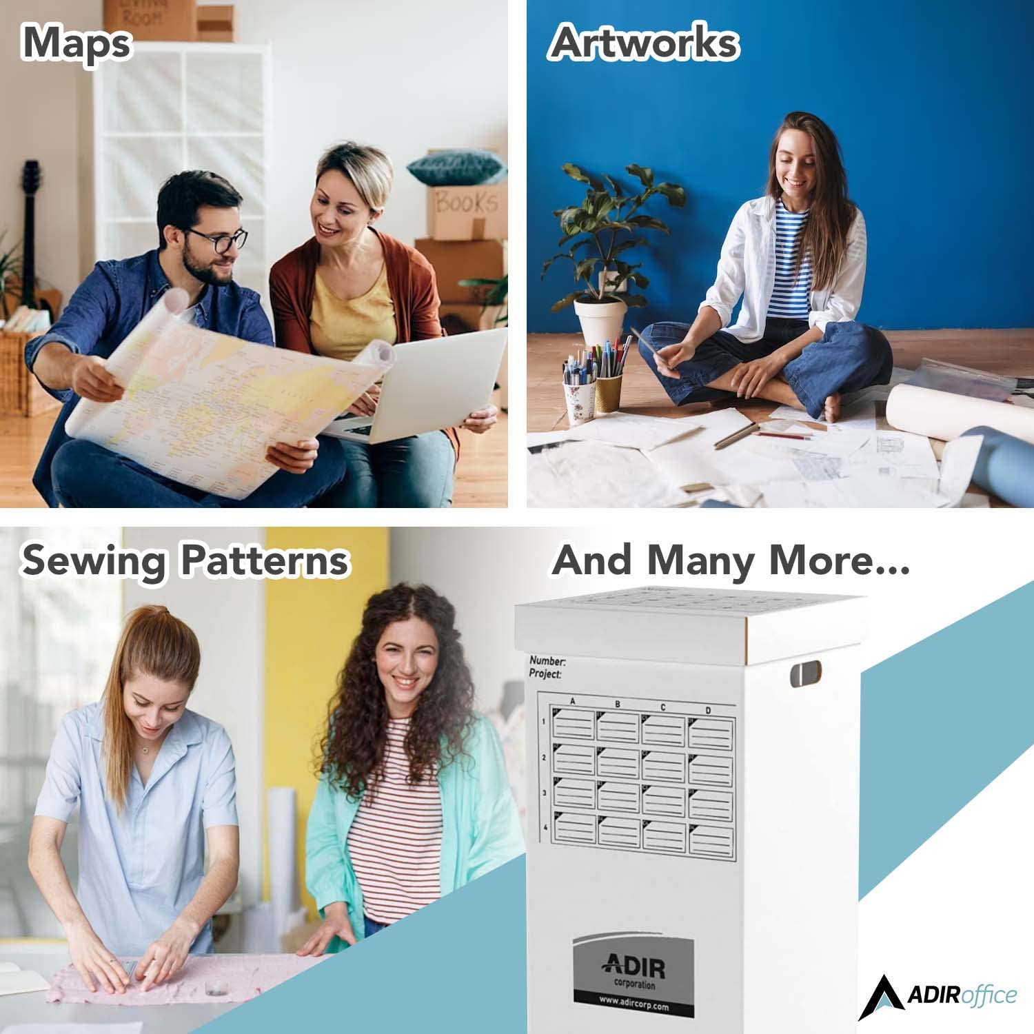 Adir Cardboard Roll File Storage Organizer - Vertical File Sorter - Blueprint, Poster, Plans, Gift Wrap, And Map Holder Station-16 Slots (for Rolls up to 37 Inches Long)