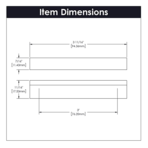 Hickory Hardware 1 Pack Solid Core Kitchen Cabinet Pulls, Luxury Cabinet Handles, Hardware for Doors & Dresser Drawers, 3 Inch Hole Center, Flat Onyx, Streamline Collection