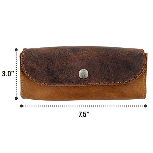 Hide & Drink, Pencil Case Handmade from Full Grain Leather - Stylish, Classic, Pen and Pencil Pouch, Organizer - Storage for Writing Utensils, Great for School, Work, Office - Single Malt Mahogany