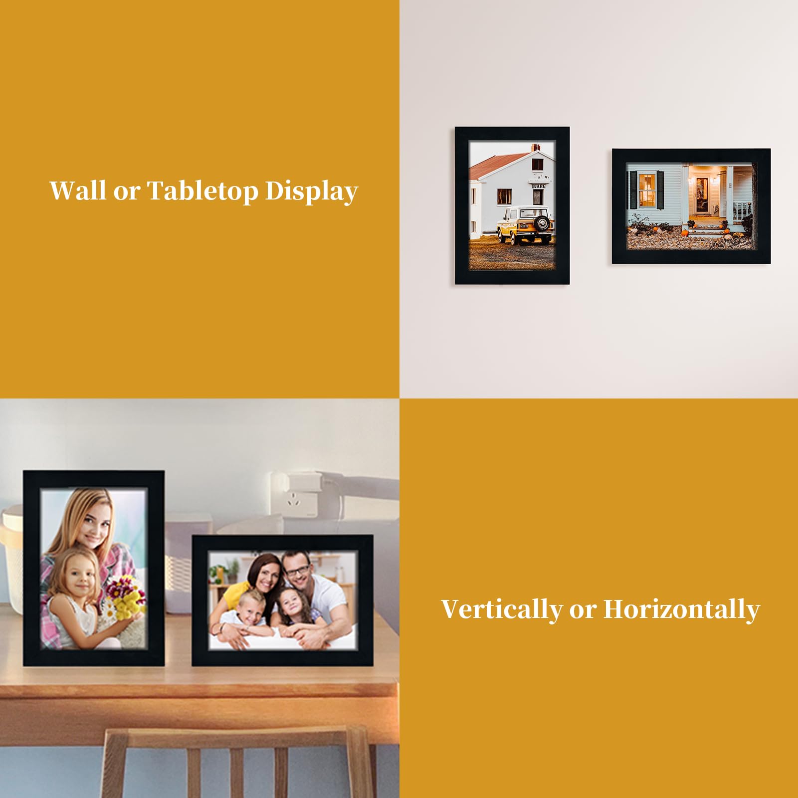 4x6 Picture Frame Set of 12, Photo Frame for 4x6 Pictures, Tabletop or Wall Mount Display Picture Frames for Prints, Photos, Paintings, Landscape and Kids Artwork (Black)