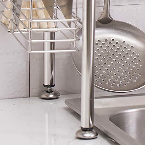 Stainless Steel Dish Rack in Sink,Large Dish Drying Rack Kitchen Aid Space Saver Organizer Storage Shelf Basket Hooks A 28inch