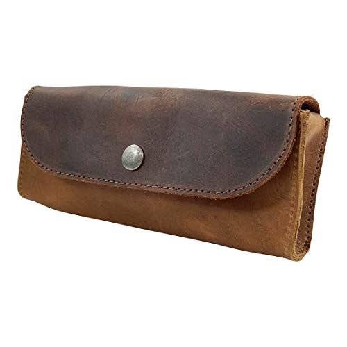 Hide & Drink, Pencil Case Handmade from Full Grain Leather - Stylish, Classic, Pen and Pencil Pouch, Organizer - Storage for Writing Utensils, Great for School, Work, Office - Single Malt Mahogany