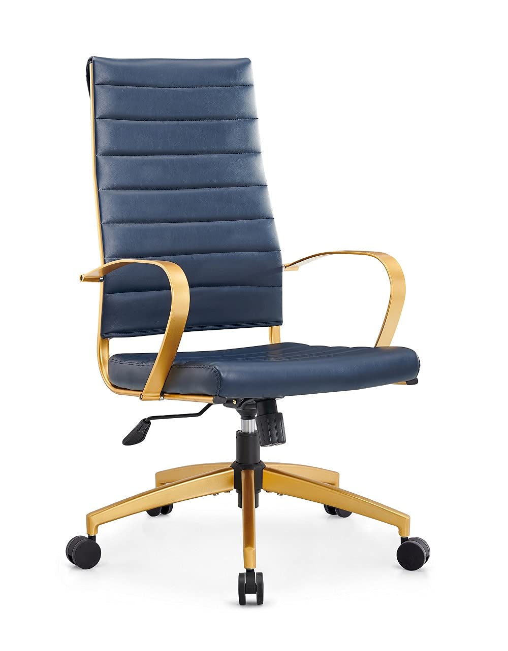 Hioryllks Desk Blue Gold Chair Gold Ergo Office Chair White and Gold Office Chair (4020 Gold Blue)