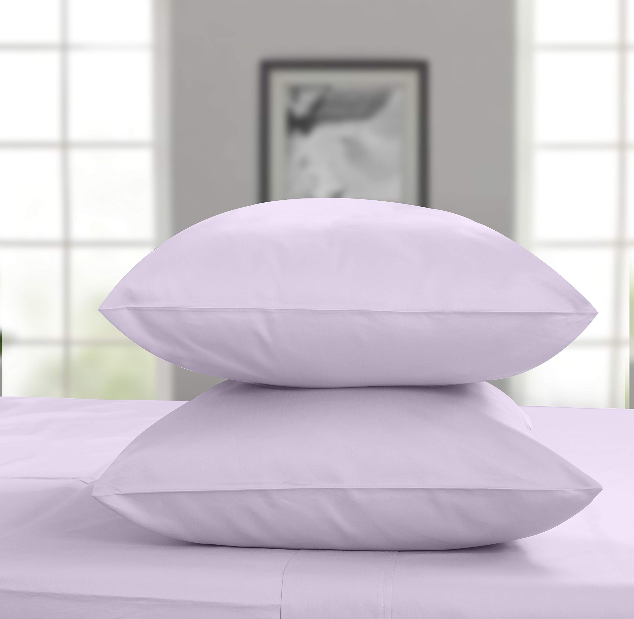 Threadmill Cotton Full Size Sheet Set| 100% Cotton Sheets for Full Size Bed | Solid Sateen Full Bed Sheets Set with 16โ Elasticized Deep Pocket | Soft Breathable 4-Piece Cooling Sheet Set | Lilac