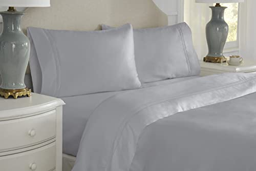 Pointehaven 620 Thread Count 100% Long Staple Cotton Deep Pocket Oversized Super Soft Sateen Sheet Set, Queen, Grey