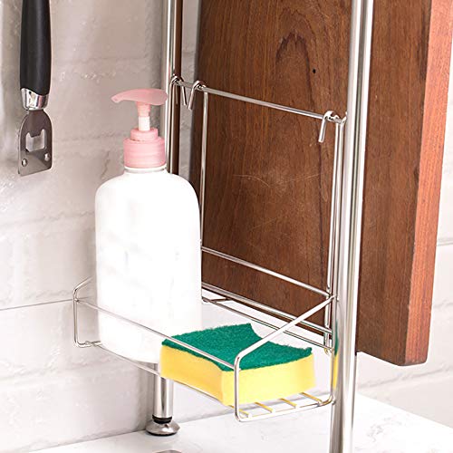 Stainless Steel Dish Rack in Sink,Large Dish Drying Rack Kitchen Aid Space Saver Organizer Storage Shelf Basket Hooks A 28inch