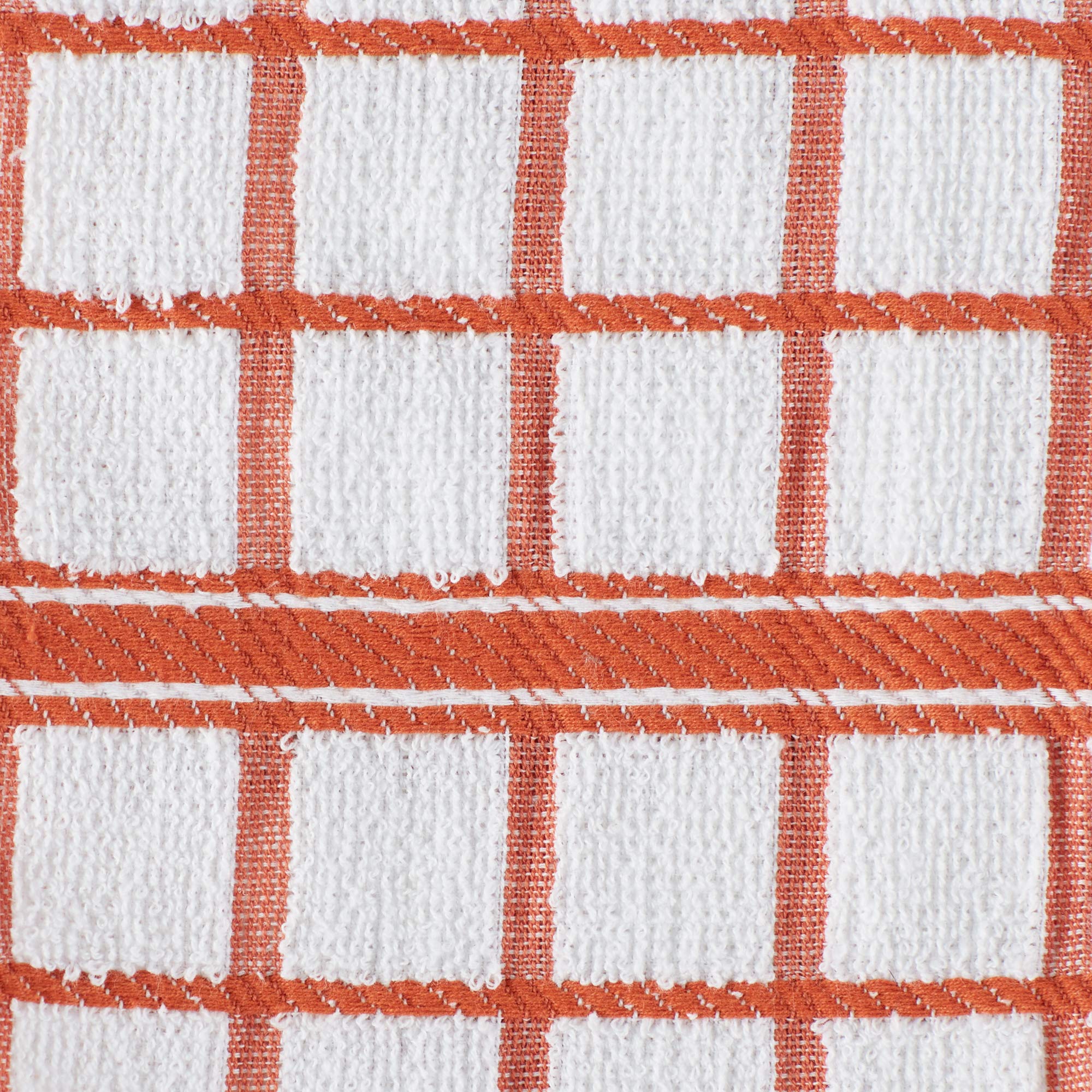 DII Basic Terry Collection Windowpane Dishtowel Set, 16x26, Spice, 4 Count