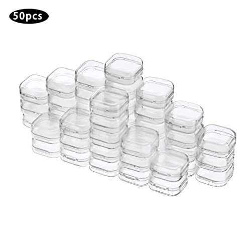 Eioflia Small Clear Storage Box Beads Storage Box Clear Plastic Storage Containers for Small Items Crafts Jewelry 50PCS Style1