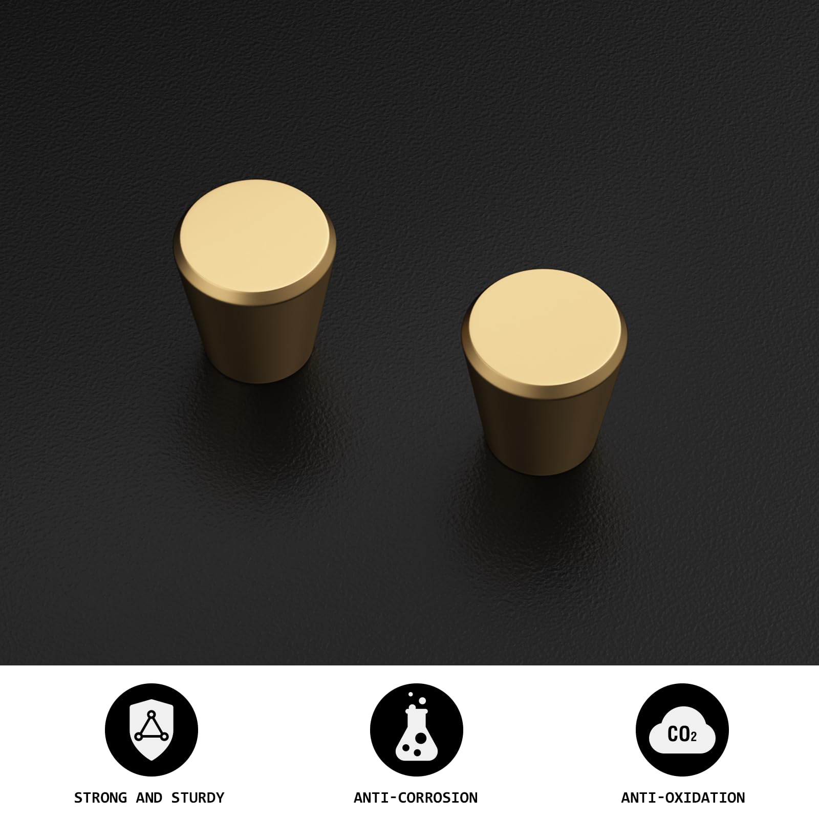 homdiy 5 Pack Brushed Brass Cabinet Knobs Gold Dresser Drawer Round Knobs for Kitchen Cabinet Hardware