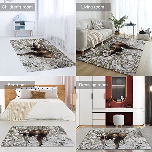 ERUXUGB Cutest Baby Animals | Moose Calf Coral Velvet Floor mat(150×100cm)