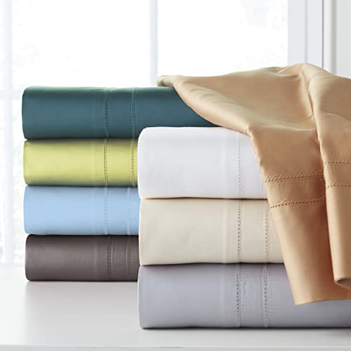 Pointehaven 620 Thread Count 100% Long Staple Cotton Deep Pocket Oversized Super Soft Sateen Sheet Set, Queen, Grey