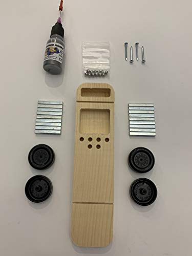 Maximum Velocity Pinewood Car Kit | Includes CNC'd Body, Speed Wheels, Speed Axles, Graphite & Steel Weight | Sports Car Derby Car Kit