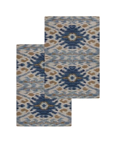 Onekaccu Geometric Abstract Floral Dish Towels Set, Waffle Weave Kitchen Towels Microfiber Towels Cleaning Western Native Tribal Soft Absorbent Dish Drying Towels Hand Towels 2 Pack 15.7x23.6 in