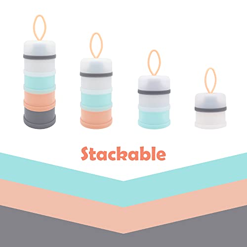LADISO Baby Formula Dispenser, Formula Container, Portable Milk Powder Container, Non-Spill Stackable Baby Snack Storage Container, Baby Feeding Travel Storage Container, BPA Free, 4 Layers 2 Packs