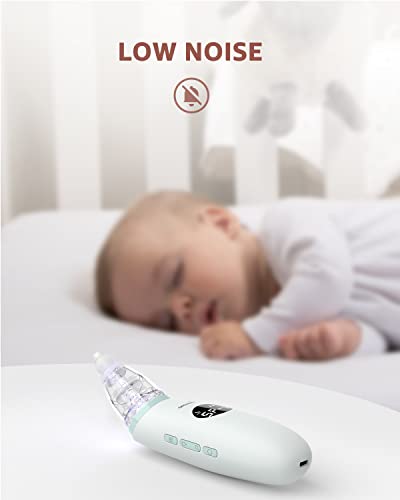 Baby Nasal Aspirator | Baby Nose Sucker | Baby Nose Cleaner, Automatic Booger Sucker for Baby, Rechargeable, with Pause & Music & Light Function(Green)