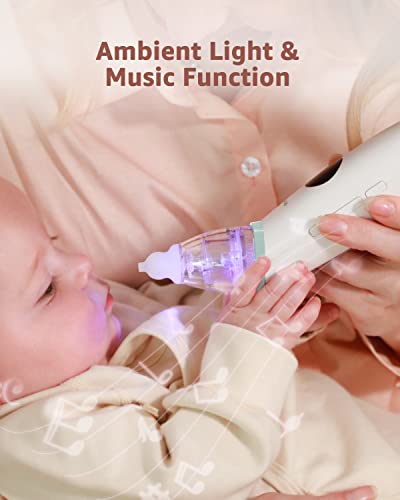Baby Nasal Aspirator | Baby Nose Sucker | Baby Nose Cleaner, Automatic Booger Sucker for Baby, Rechargeable, with Pause & Music & Light Function(Green)