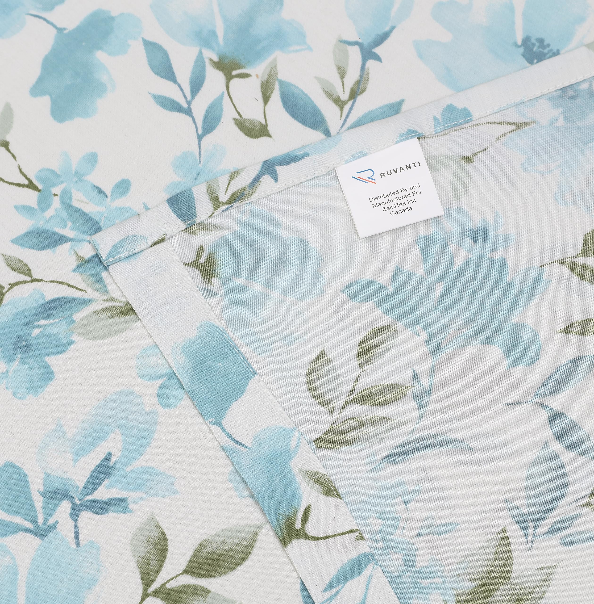 RUVANTI 100% Cotton Sheets for Queen Size Bed - Cooling Sateen Sheets - Breathable & Durable Queen Sheet Set - 16 Inches Deep Pocket Queen Size Sheets - Erica Floral - 4 Pieces
