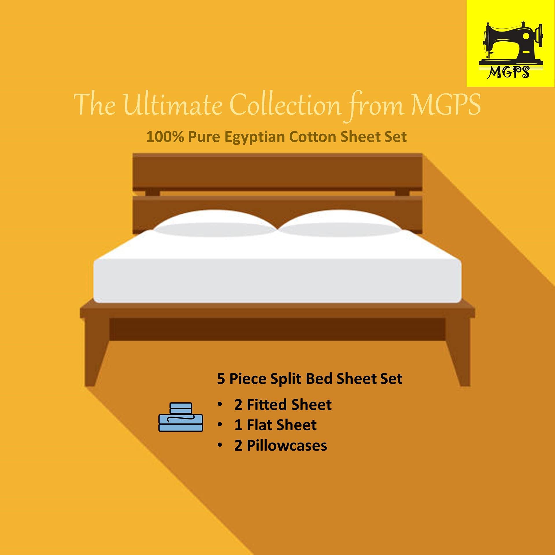 Split King Sheets Sets for Adjustable Bed, Soft Sateen Weave, 400-Thread-Count 100% Egyptian Cotton 5PC Set with 2 Fitted Sheets, Split-King Sheet Set 15-Inch Deep Pockets, 400-TC - |Zebra Print|