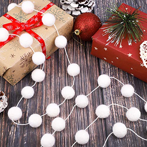 Aneco 2 Pack Christmas Felt Ball Garland Banner Christmas Felt Ball Pom Pom Garlands Christmas Hanging Bunting Ornament for Tree Fireplace and Wall