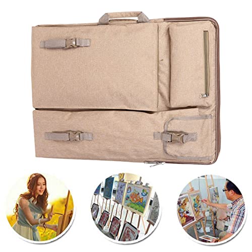 Art Portfolio Carrying Bags for Supplies Artwork Poster Board Project Drawing Case Large Art Portfolio Display Screen Carrying and Traveling(Khaki)
