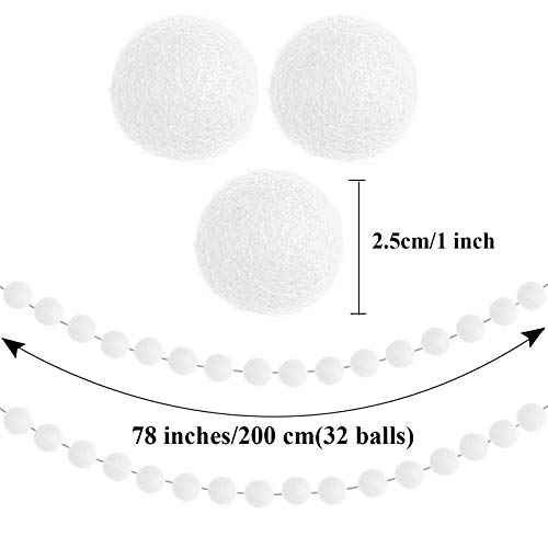 Aneco 2 Pack Christmas Felt Ball Garland Banner Christmas Felt Ball Pom Pom Garlands Christmas Hanging Bunting Ornament for Tree Fireplace and Wall