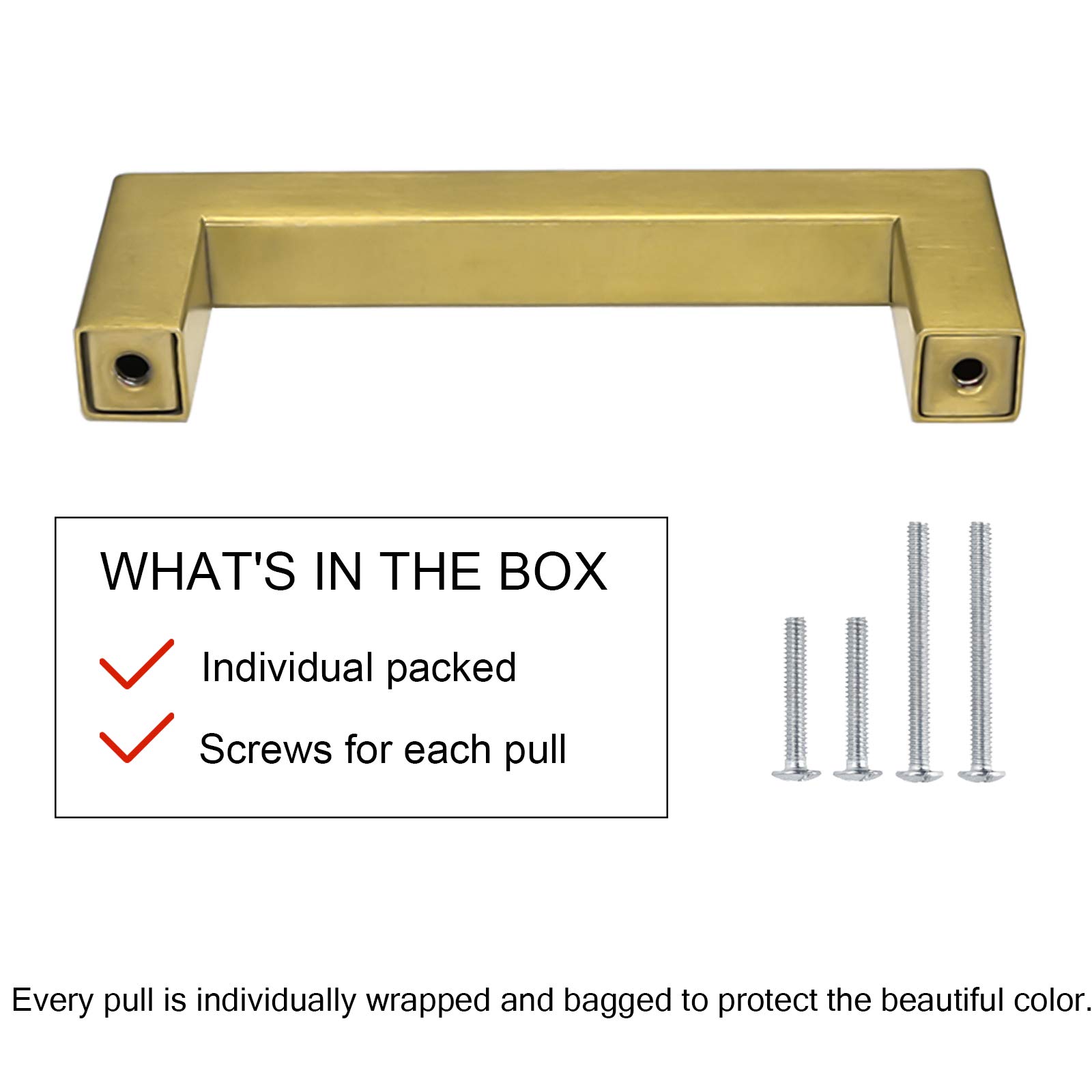 goldenwarm 5 Pack Gold Cabinet Pulls Brushed Brass Drawer Pulls - J12GD320 Gold Kitchen Cabinet Handles Square Bar Pulls Antique Brass Bathroom Cabinet Hardware 12-3/5 Inches Hole Spacing