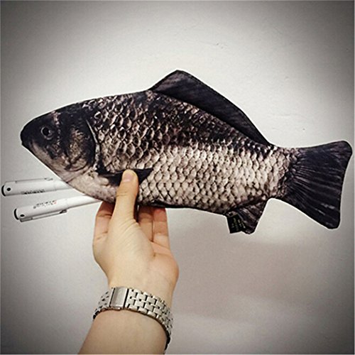 Gotoole Women’s Creative Pen Bag Fish Shape Penceil case Oxford Fabric Zip Wallet